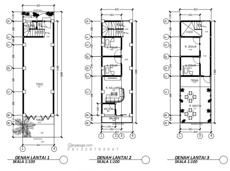 Desain Ruko 3 Lantai Modern Minimalis – Argajogja